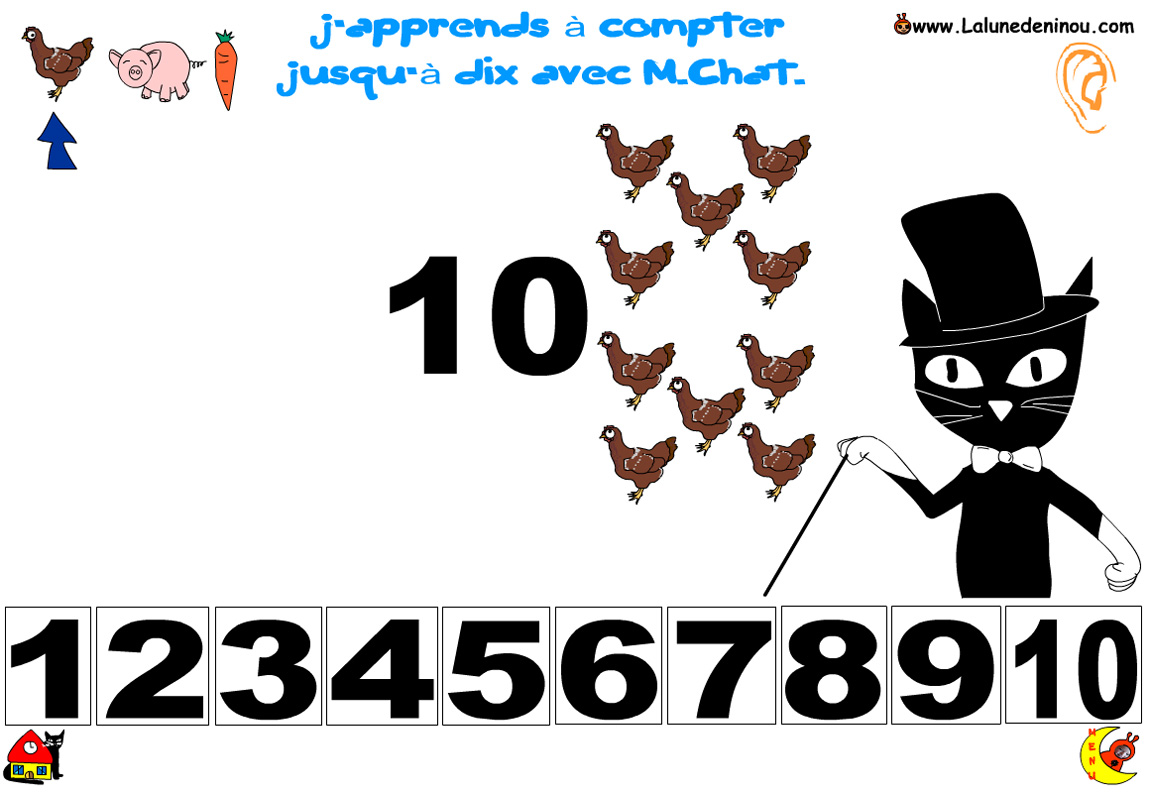 Apprendre à Compter jusqu'à dix -10- avec les animaux - Jeux pour ...