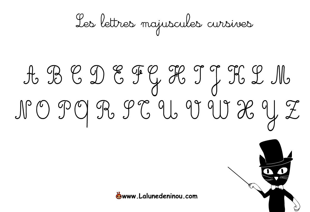 Les lettres majuscules cursives - Jeux pour enfants sur LaLunedeNinou.com